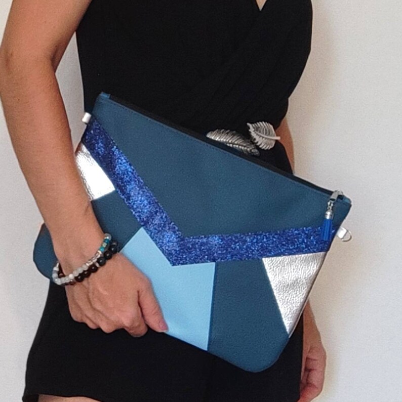 Blue and Silver Evening Clutch Bag Cocktail Ceremony Wedding - Etsy