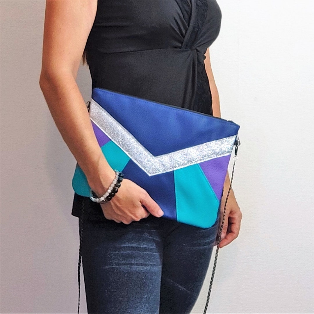 Blue, Purple and Turquoise Clutch Bag for Evening Wedding Ceremony Chic ...