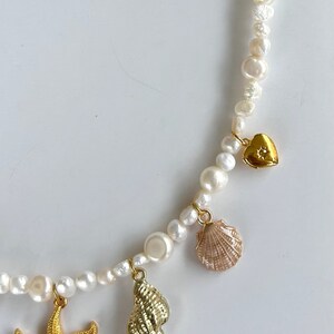 Coastal Pearl Charm Necklace - Freshwater Pearl Charm Necklace - Summer ...