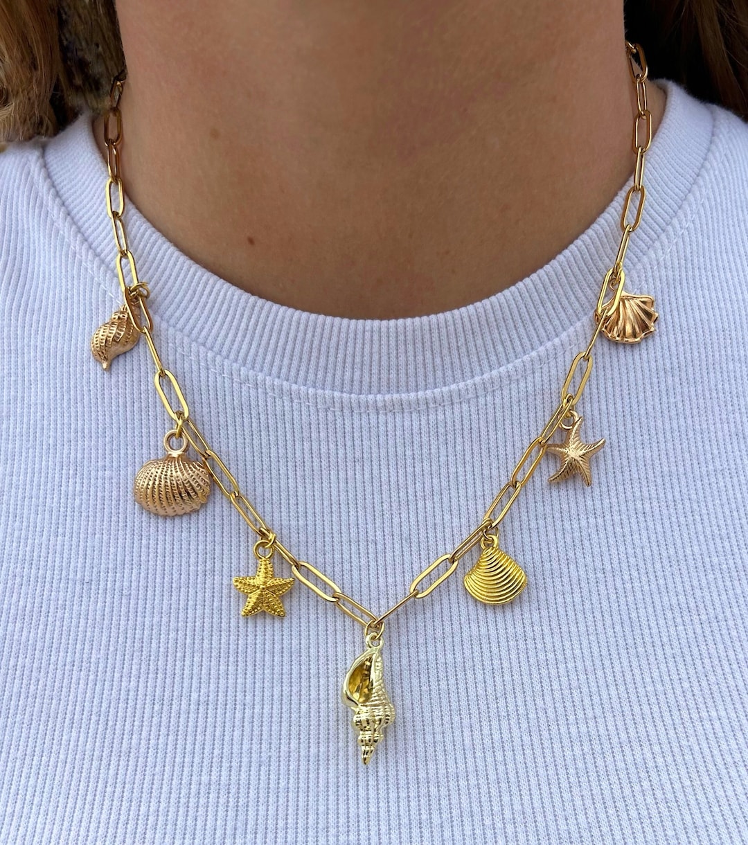 Gold Conch Shell Charm Necklace: Coastal Beach Jewelry - Etsy