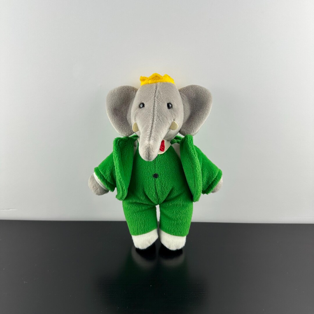 Vintage 1988 Gund Babar the Elephant Green Outfit Red Bow Tie Plush ...