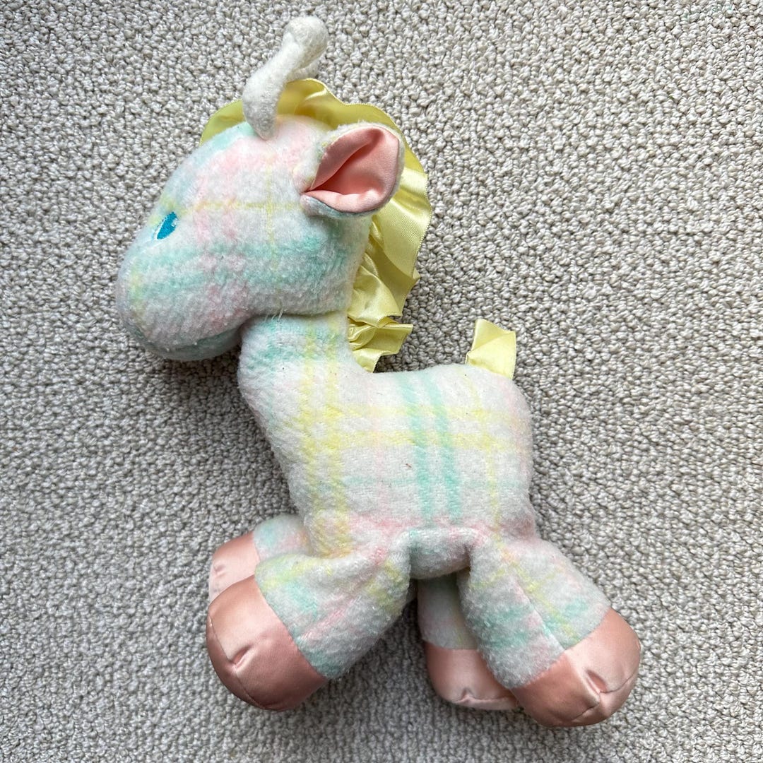Vintage Playskool Snuzzles Pastel Giraffe Cow Blankies Soft Plush ...