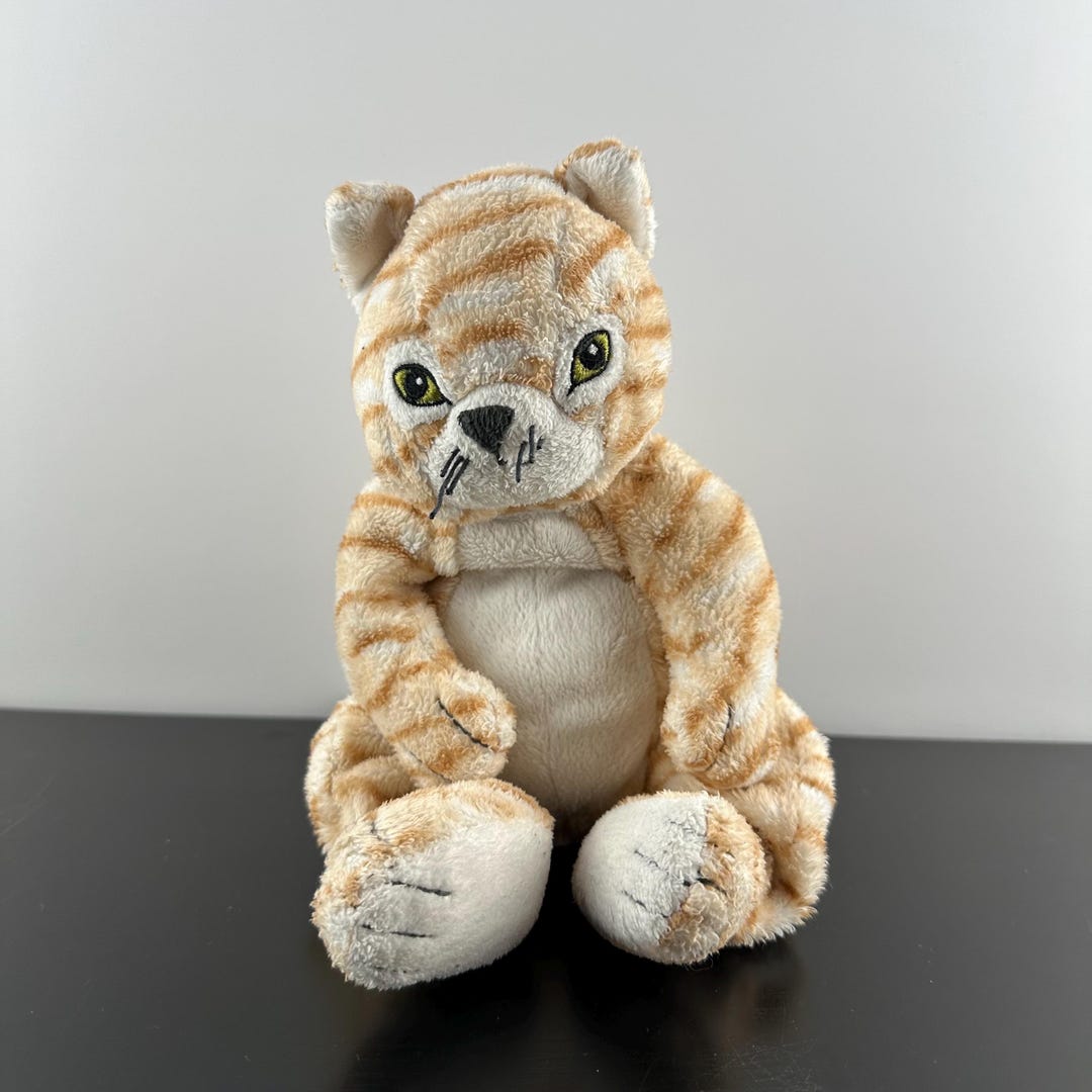 Ikea Gosig Katt Plush Tabby Cat Stuffed Animal Ginger Tan White Striped ...