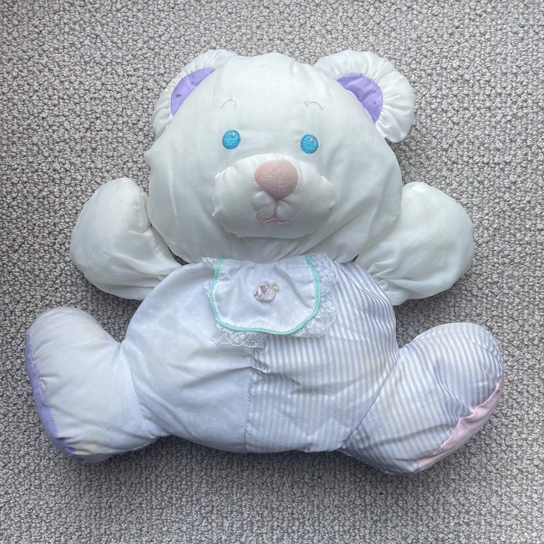Vintage 1988 Fisher Price Puffalump Teddy Bear Striped Plush Rattle ...