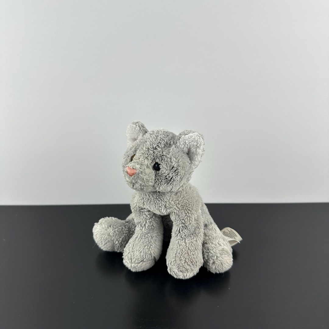 Vintage Russ Yomiko Grey Tabby Cat Plush Stuffed Animal Beanie Pink ...