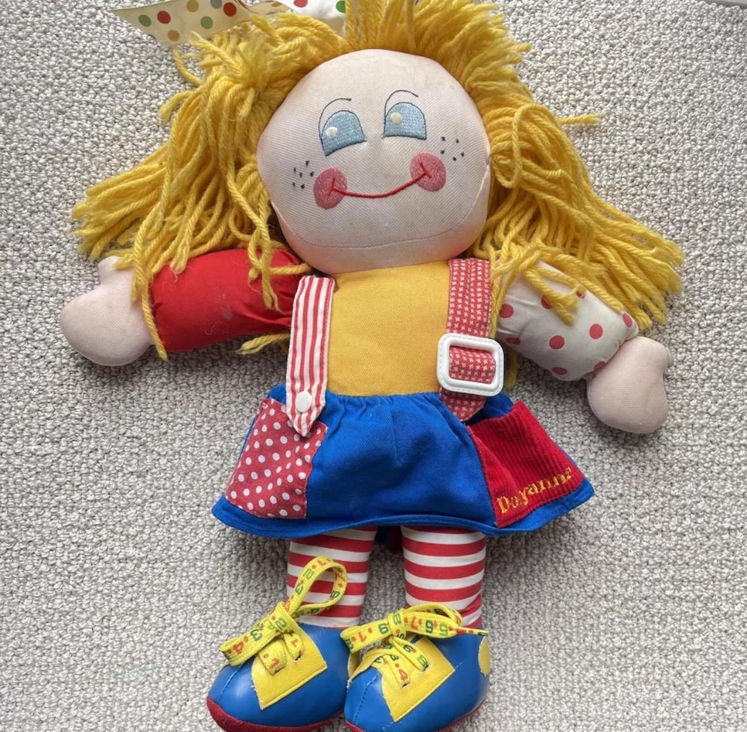 Vintage 80s Dollyanna Doll by Kiddicraft 1980s Numbers Shoelaces Yellow ...