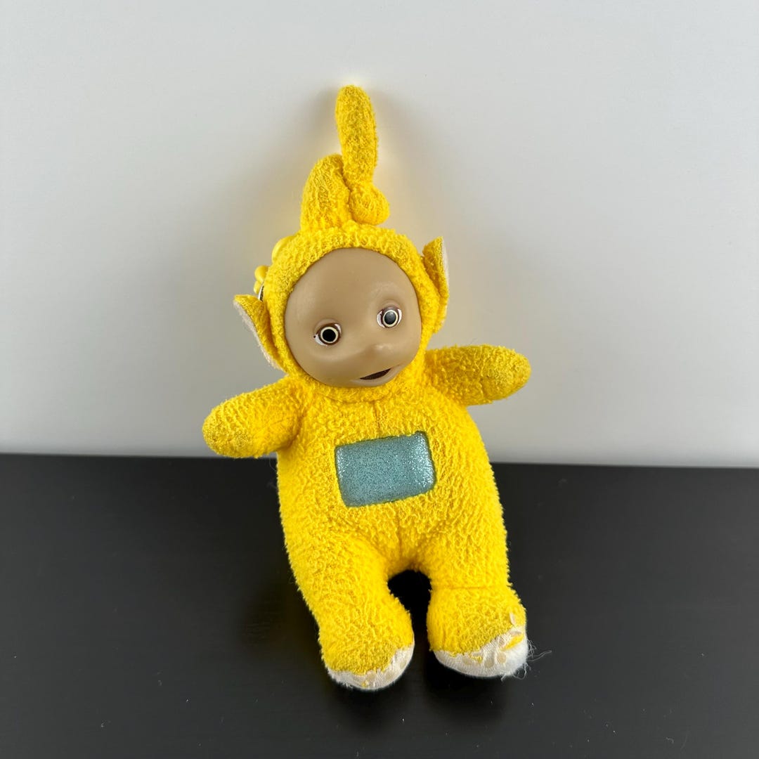 Vintage 90s Teletubbies Laa Laa Yellow Keychain Clip Plush Hanging Coin ...