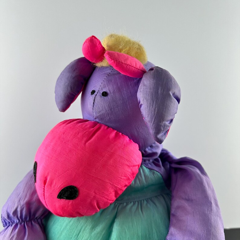 Vintage 1990 Stuffins Lumpys Gang Nylon Puffalump Neon Purple Cow Plush ...