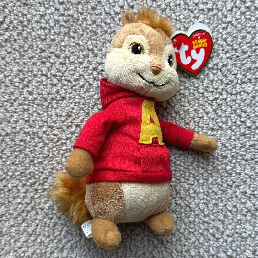 NWT Vintage TY Beanie Babies Alvin From Alvin and the Chipmunks Red A ...