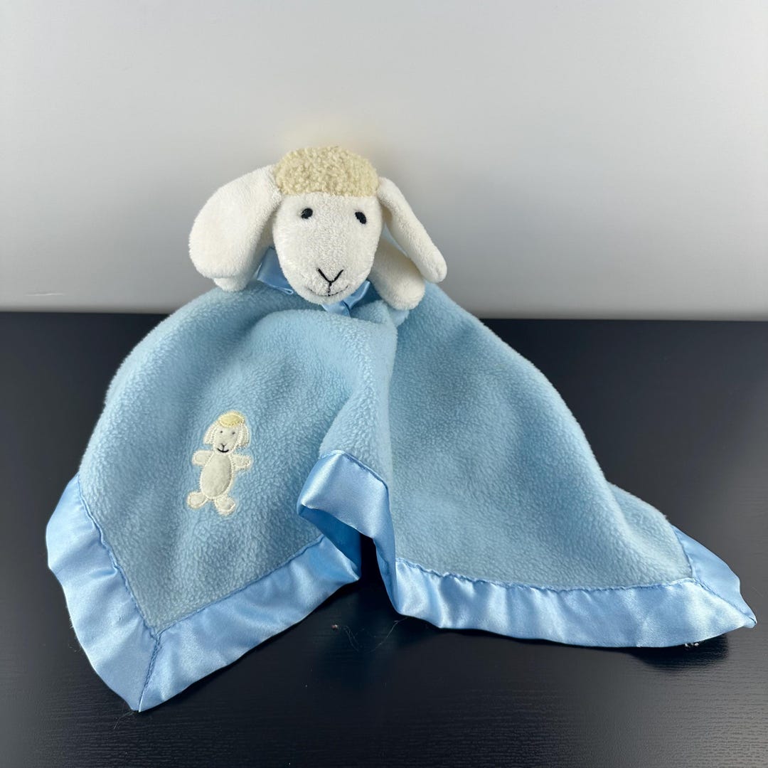 Blankets & Beyond Blue Sheep Lamb Lovey Security Baby Blanket Plush 18 ...