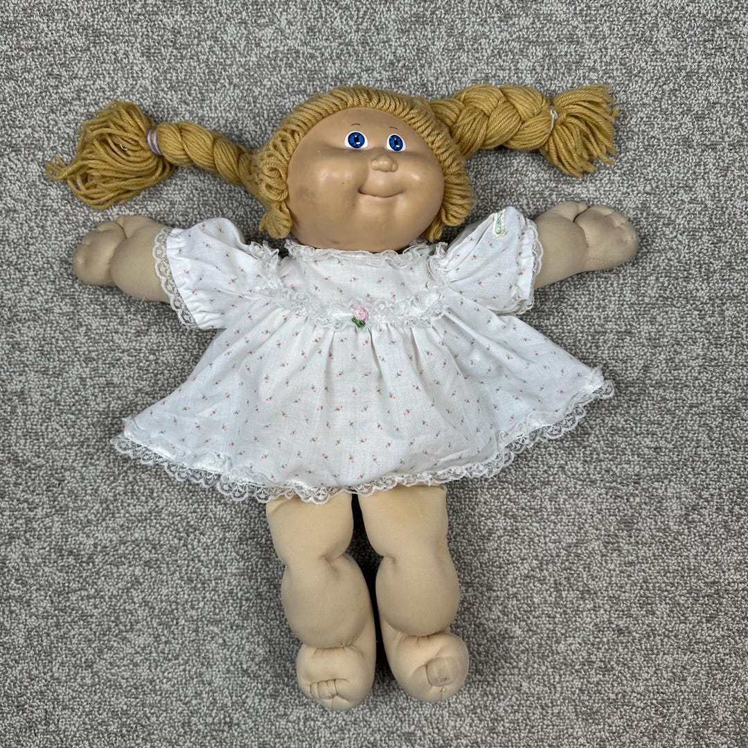 Cabbage Patch Kids Doll Blonde Hair Blue Eyes Floral Dress Vintage 1983 Braids - Etsy