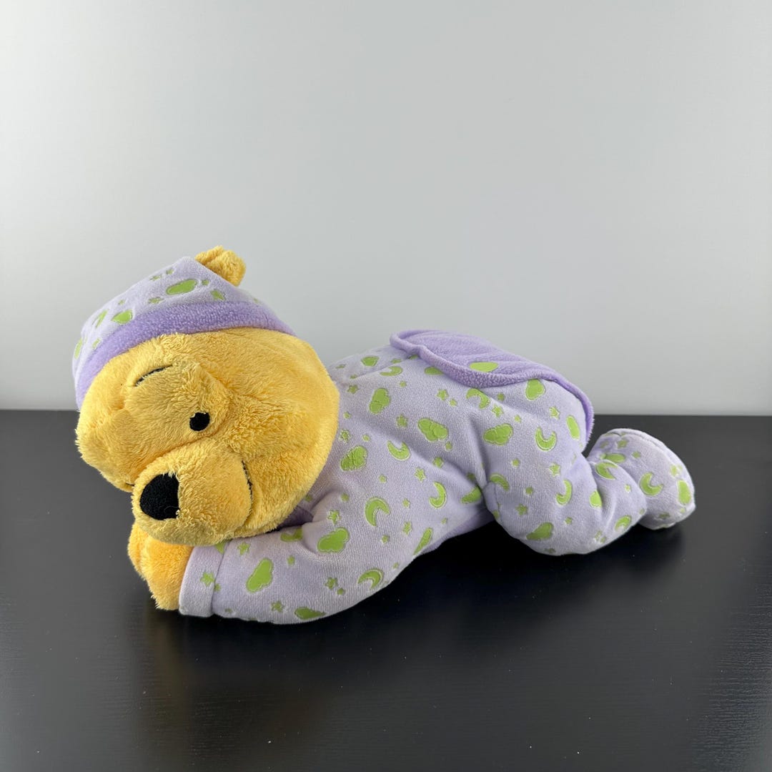 Vintage Disney Winnie the Pooh Glow in the Dark Purple Green Pyjamas 12 ...