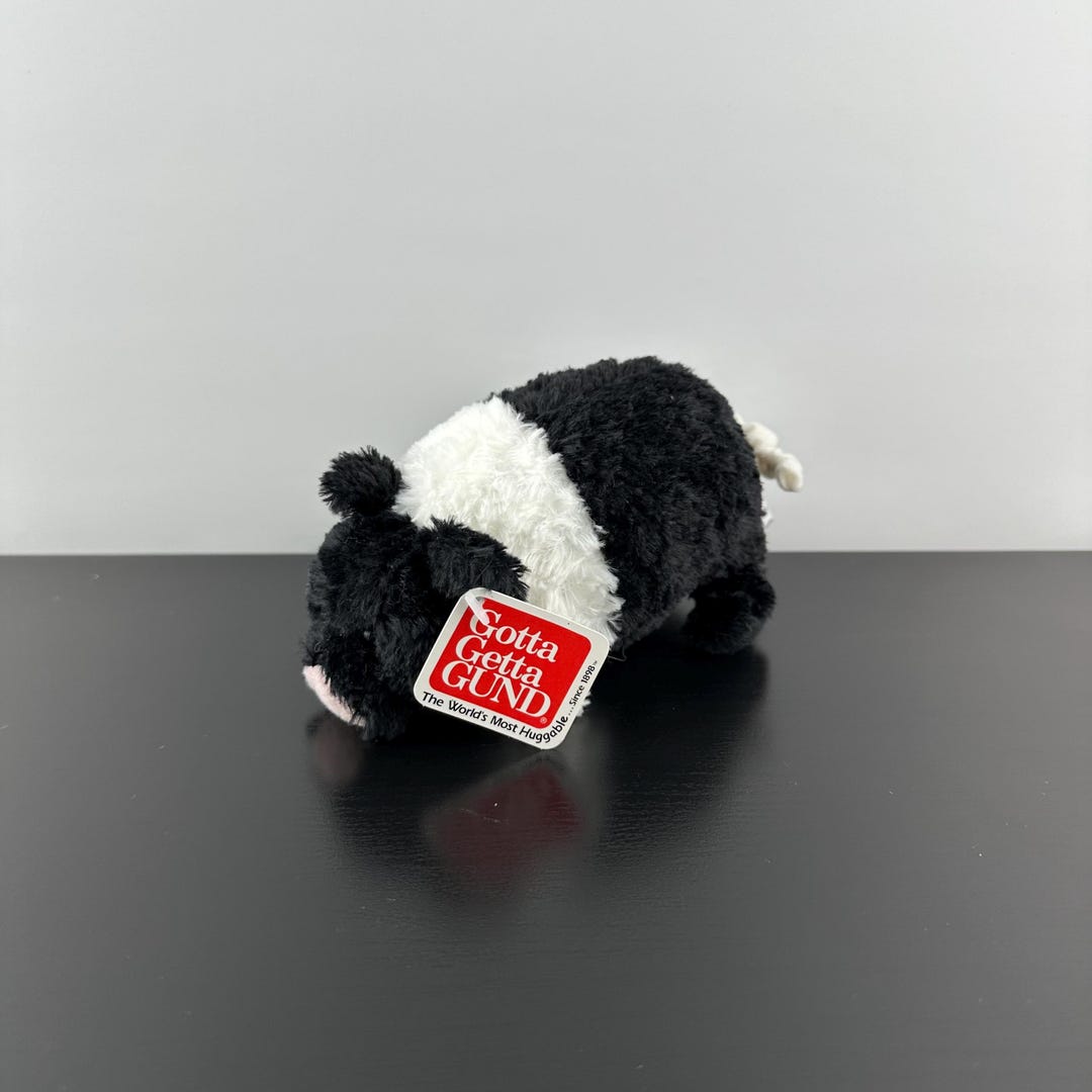 NWT Gund Telus Black White Pig Lucid Plush Stuffed Animal 6” Vintage ...
