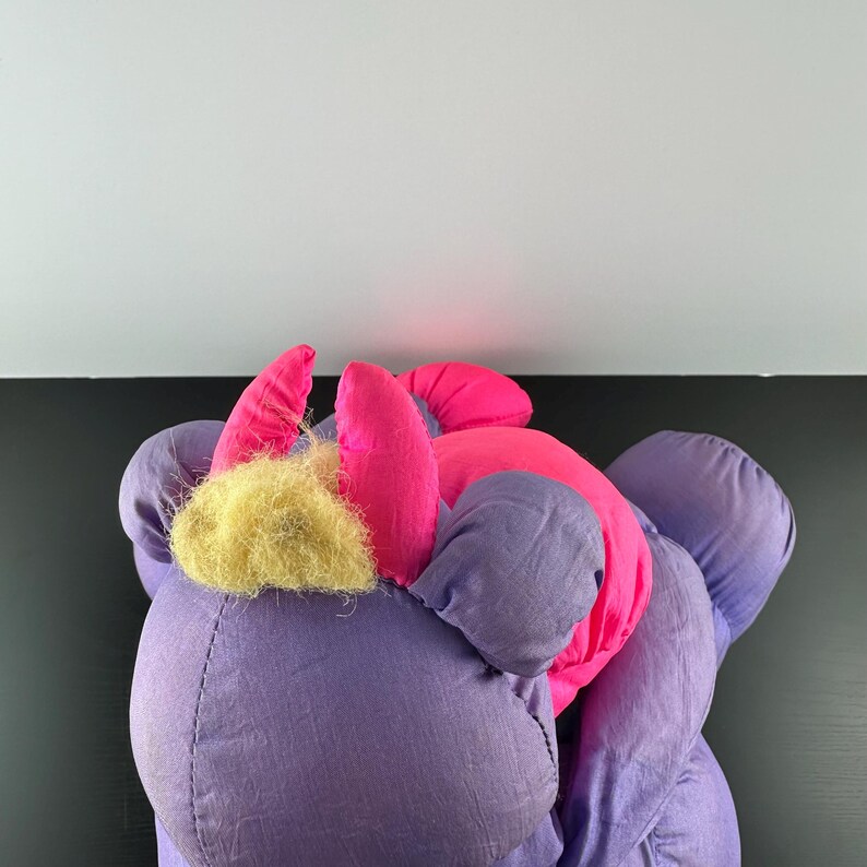 Vintage 1990 Stuffins Lumpys Gang Nylon Puffalump Neon Purple Cow Plush ...