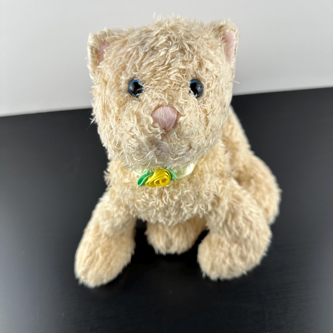 Vintage GUND Cat Plush Purrfection 43928 Ribbon Neck Used Beige Cream ...