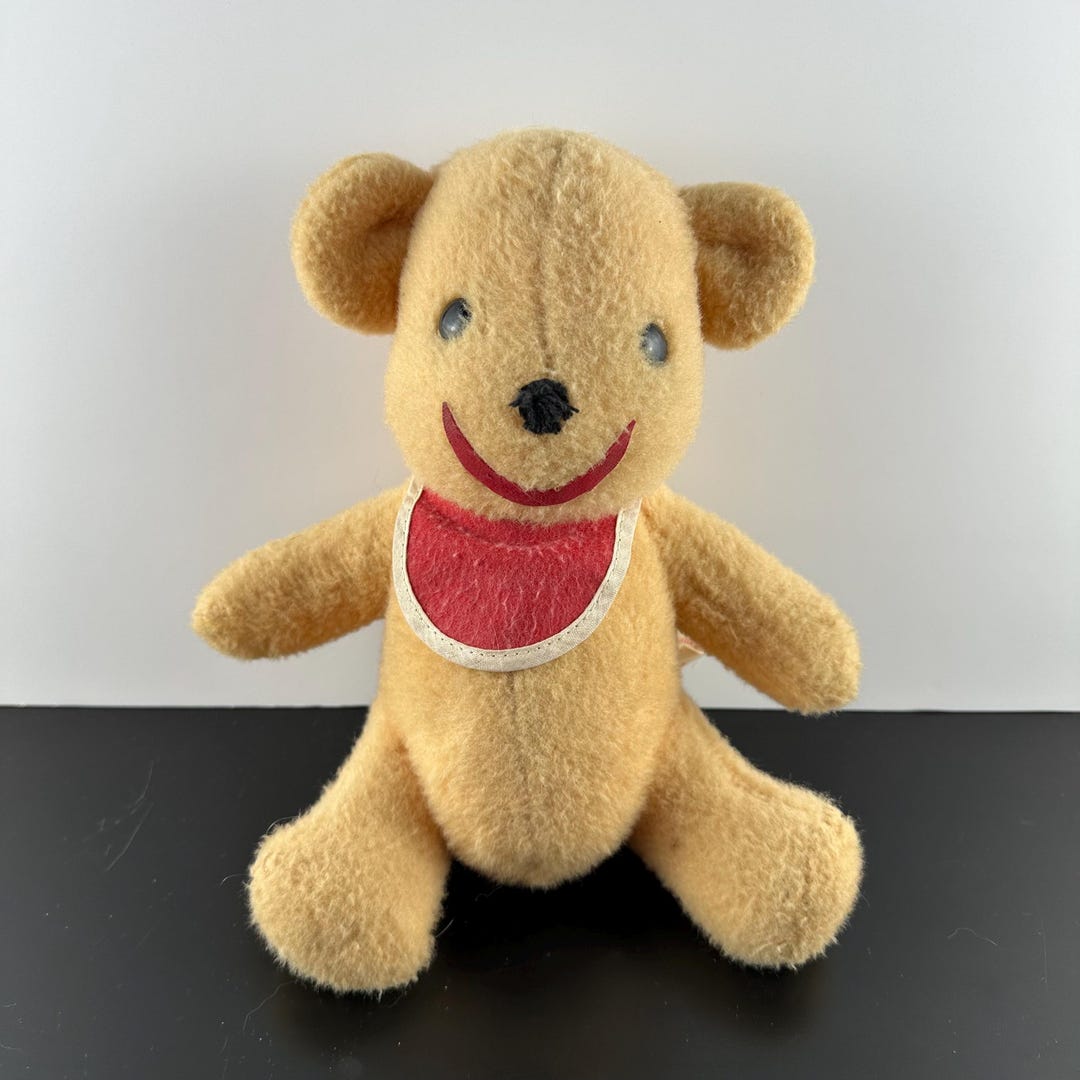 Vintage 60s Disney Winnie the Pooh Stuffed Animal Plush Red Bib 1960s ...