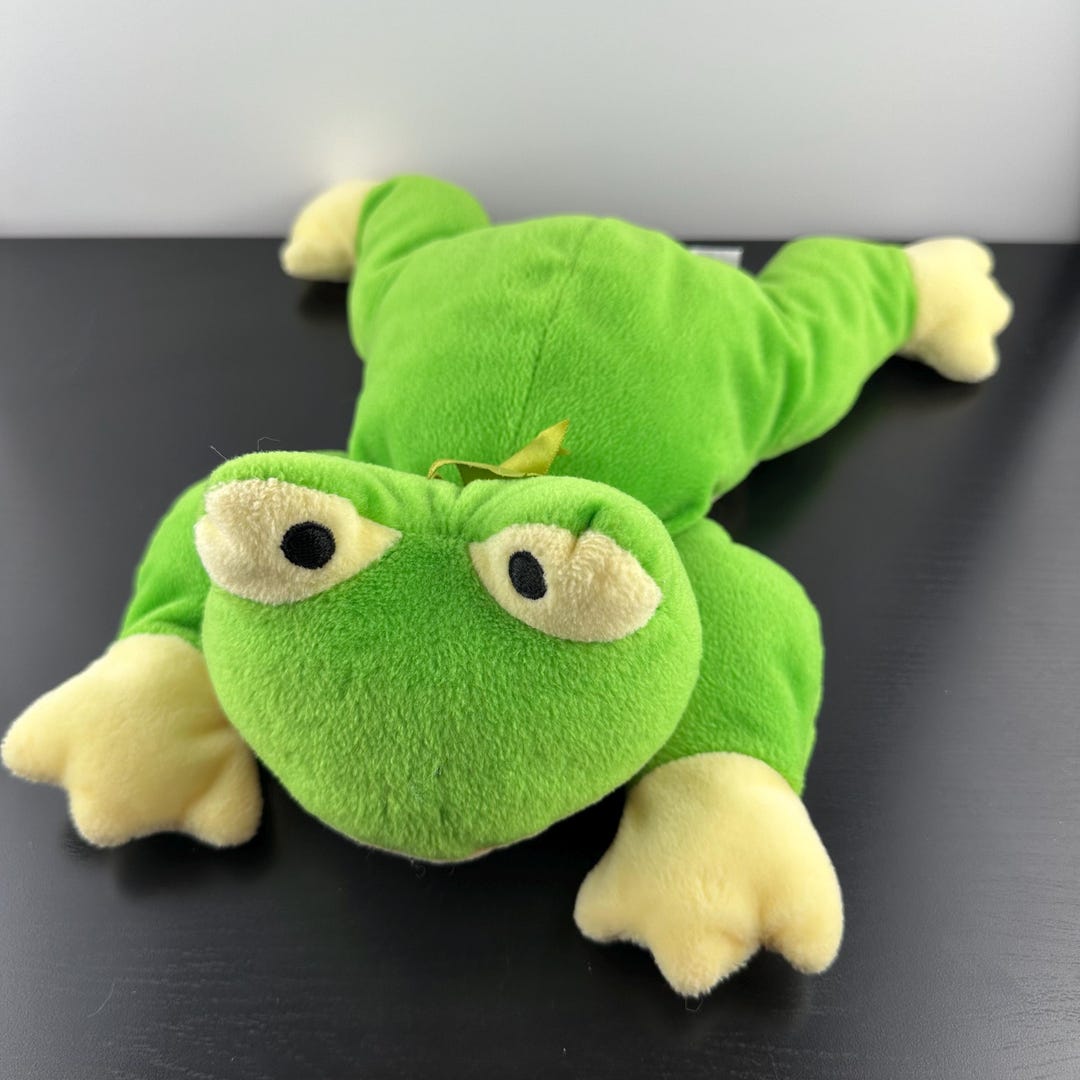 TY Vintage 1996 Pillow Pals Ribbit Frog Plush Green Yellow 14" Soft ...