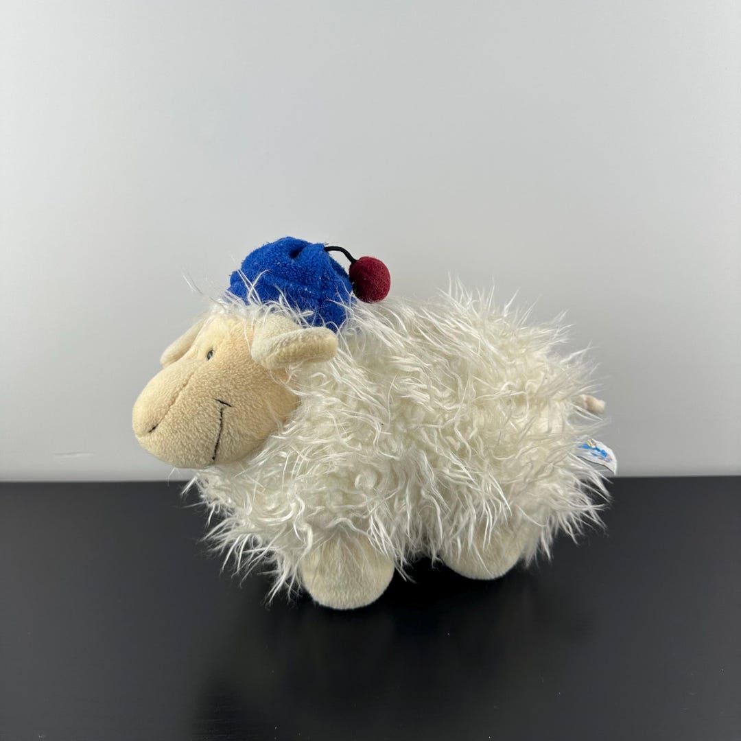 Nici Sheep Lamb Blue Hat Plush Stuffed Animal 8.5” Jolly Furry Shaggy ...