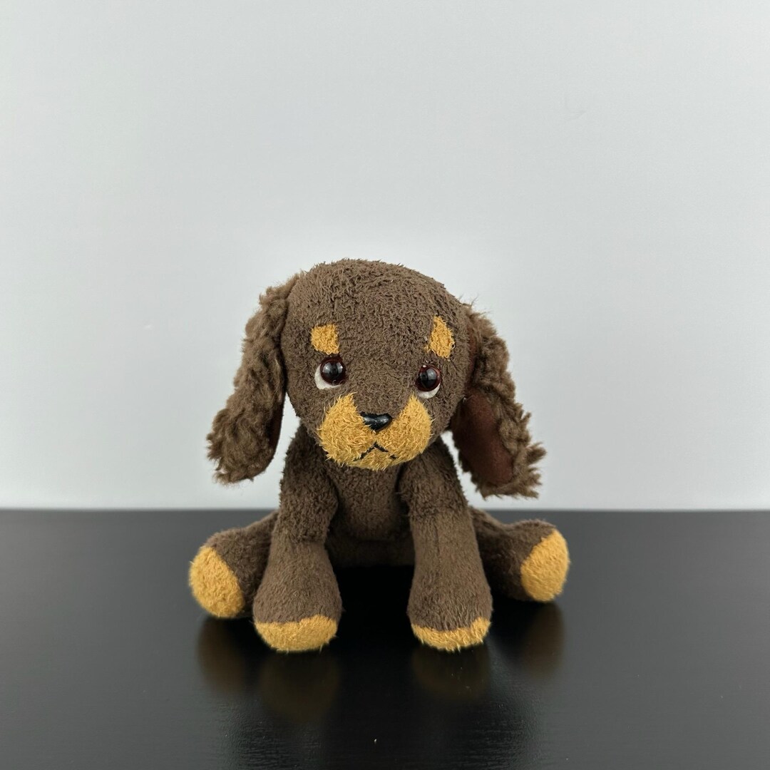 Russ Berrie RARE Luv Pets Farfel Puppy Dog 5” Chocolate Brown Tan Plush ...