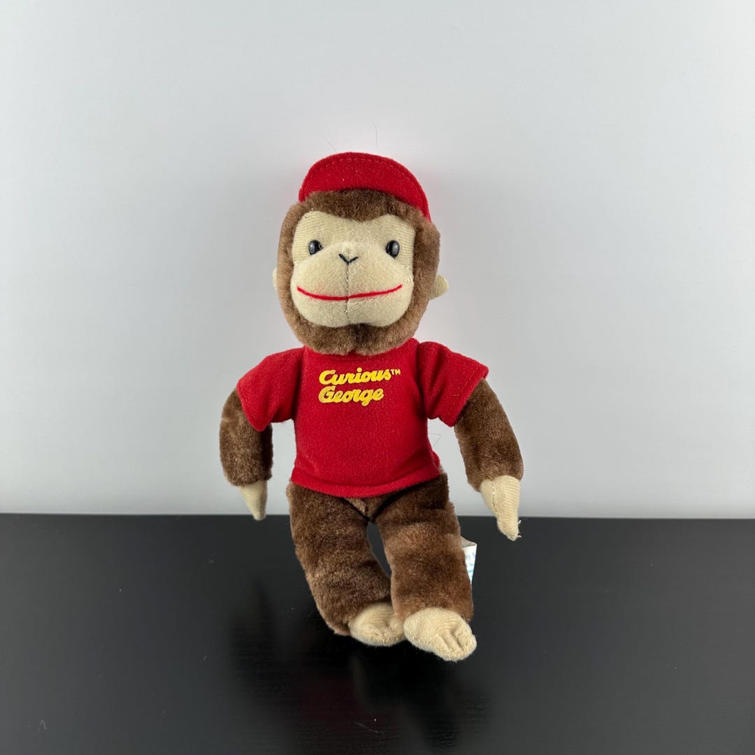 Vintage Curious George Toy Network Plush Stuffed Animal Monkey Red Hat ...
