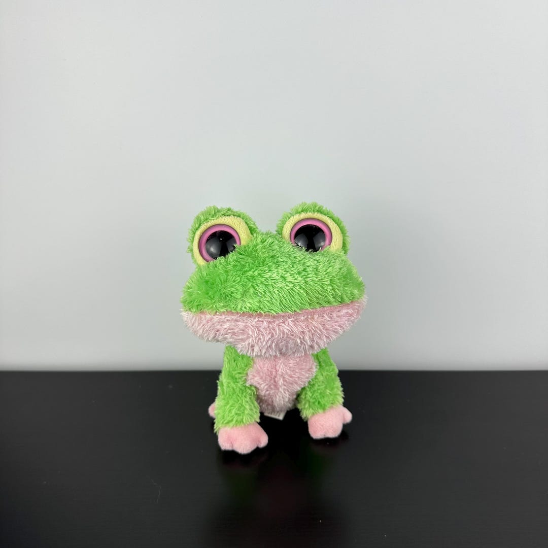 TY Beanie Boo KIWI the Green and Pink Frog 6" Rare Early Vintage ...