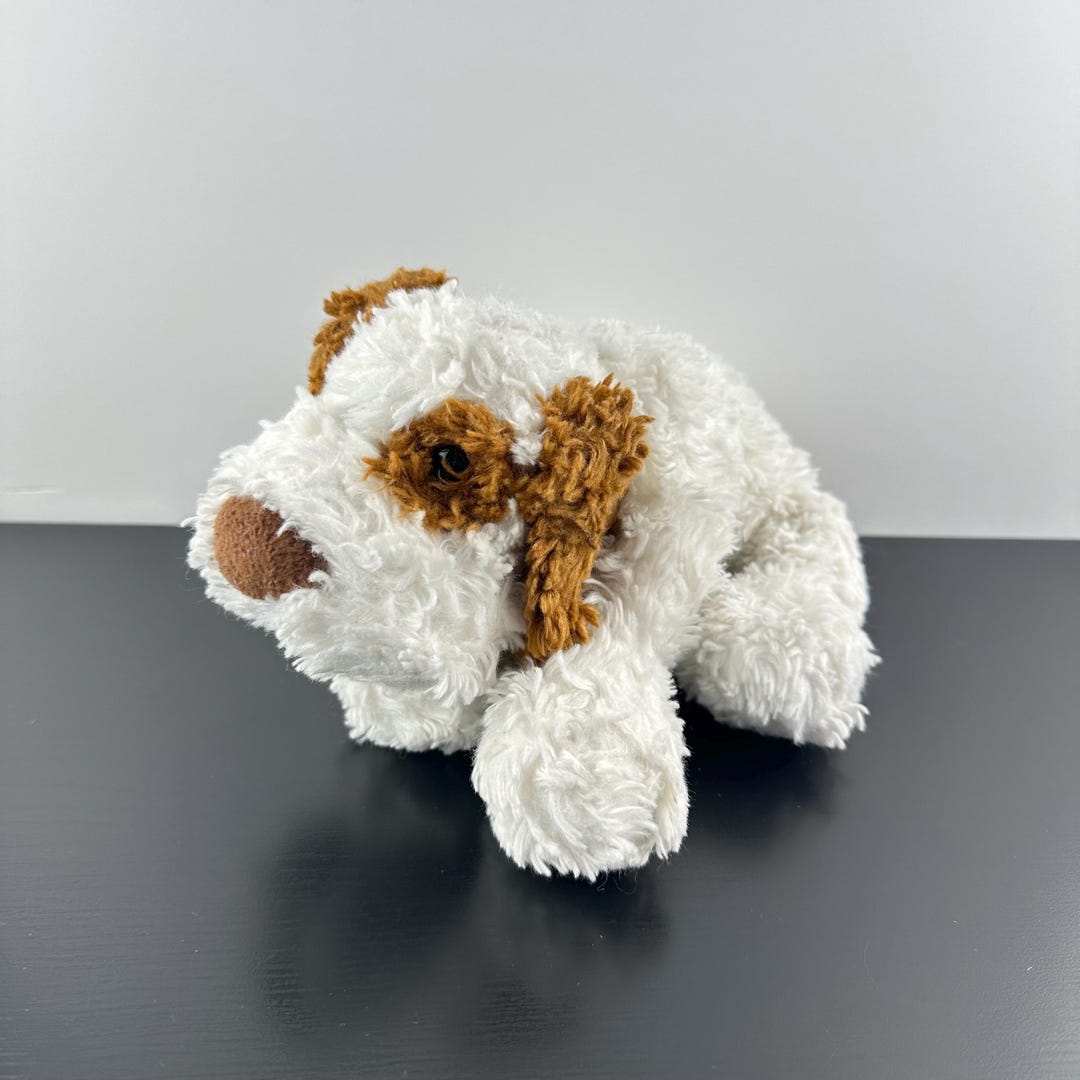 Vintage Gund Toby White and Brown Fluffy Dog 13057 Floppy Beans Plush ...