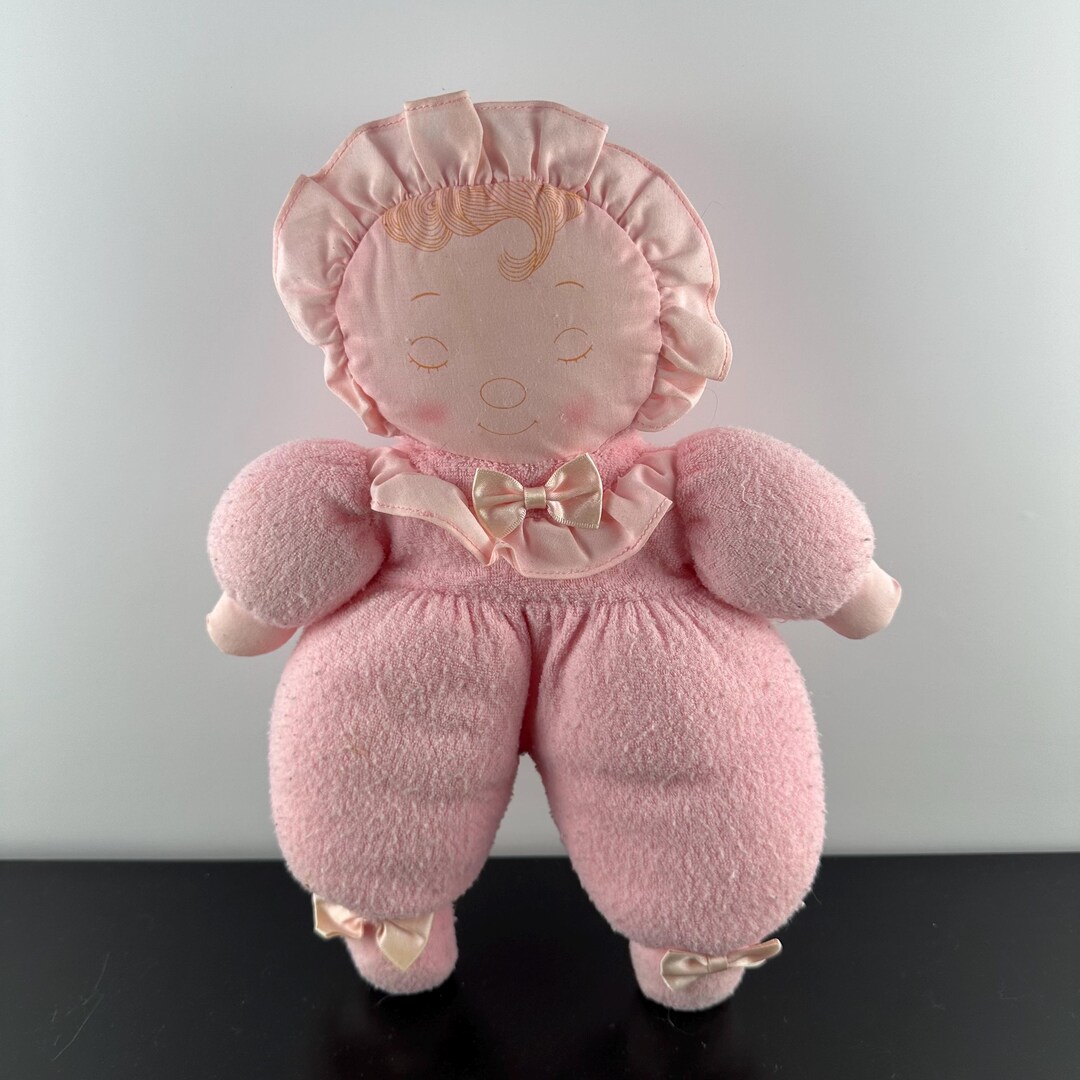 Vintage Terry Cloth Pink Baby Doll Sleeper Pyjamas Bow Eyes Closed ...