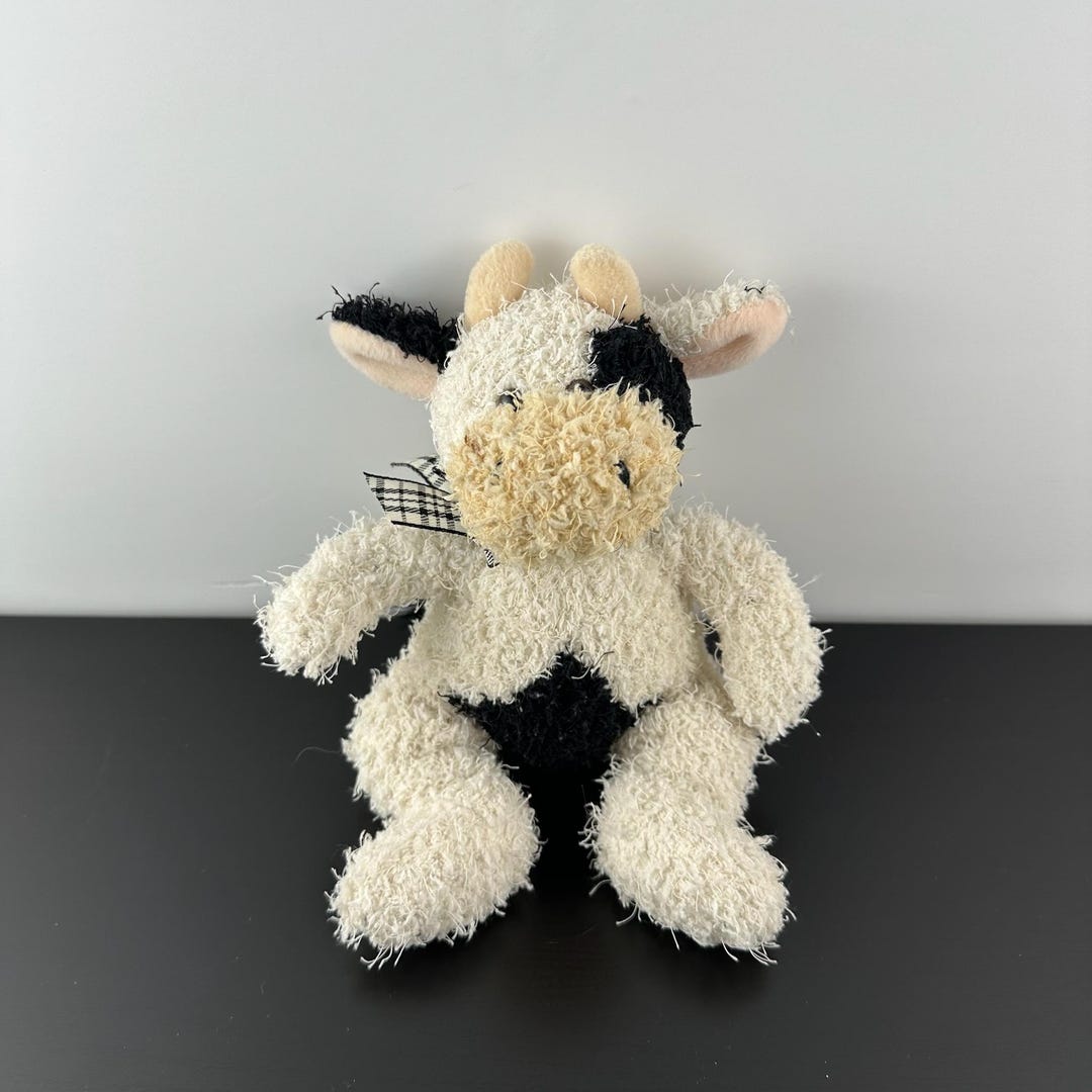 Russ Berrie Rare Latte Cow 9” #24031 Black White Bull Plush Stuffed ...