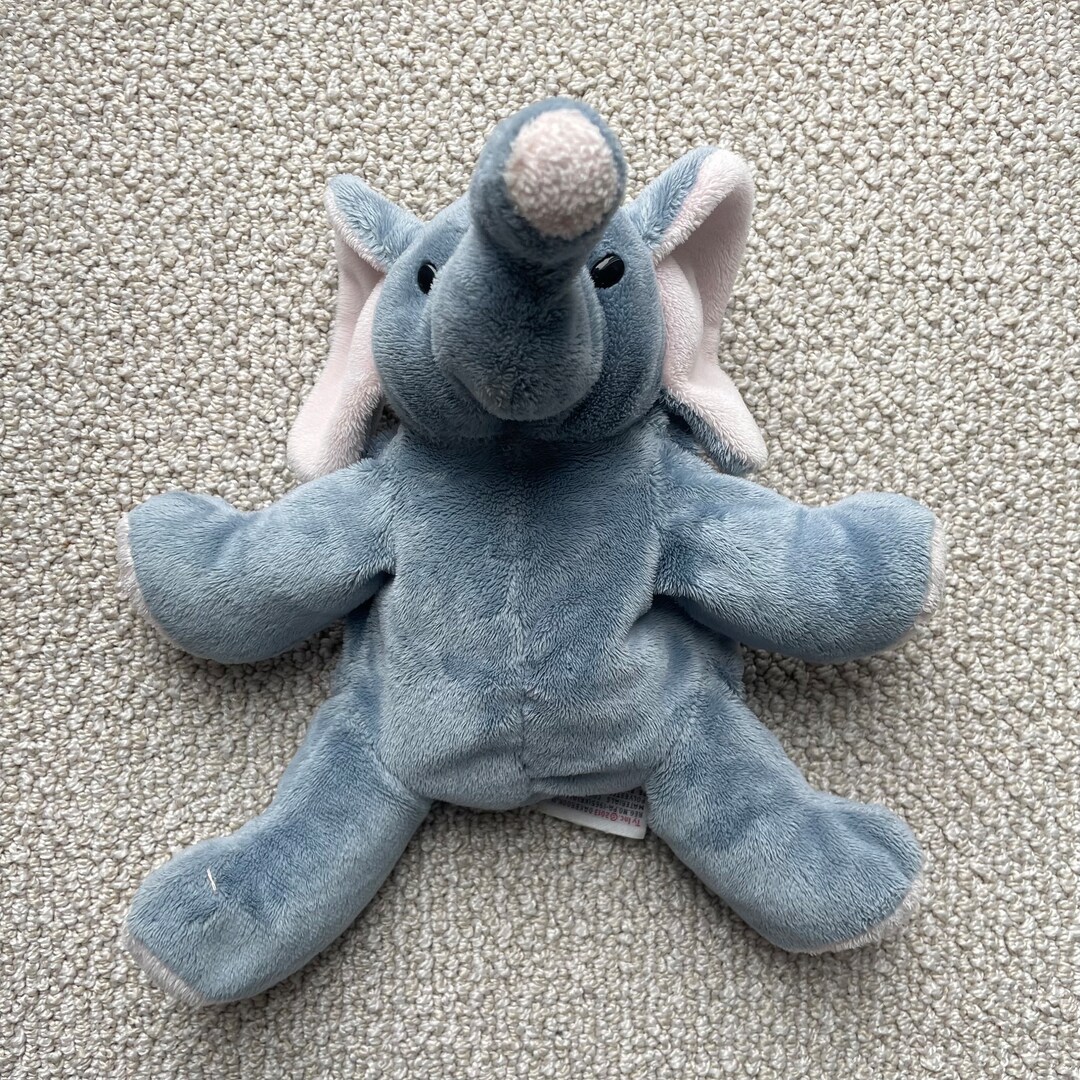 TY Pluffies Winks Elephant Gray Plush 11" Pink Feet Stuffed Animal ...
