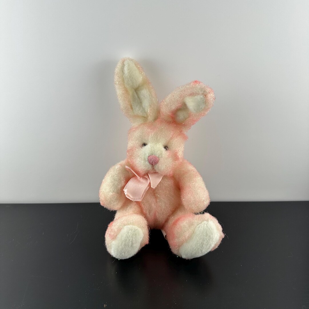Vintage Russ Ruffles Bunny Rabbit 12" Plush Ombre Sparkle Pink Posable ...
