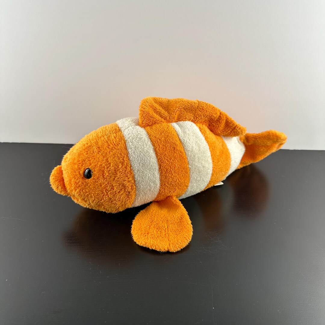 TY Pluffies Vintage Clown Fish Orange White Nemo Plush Stuffed Animal ...