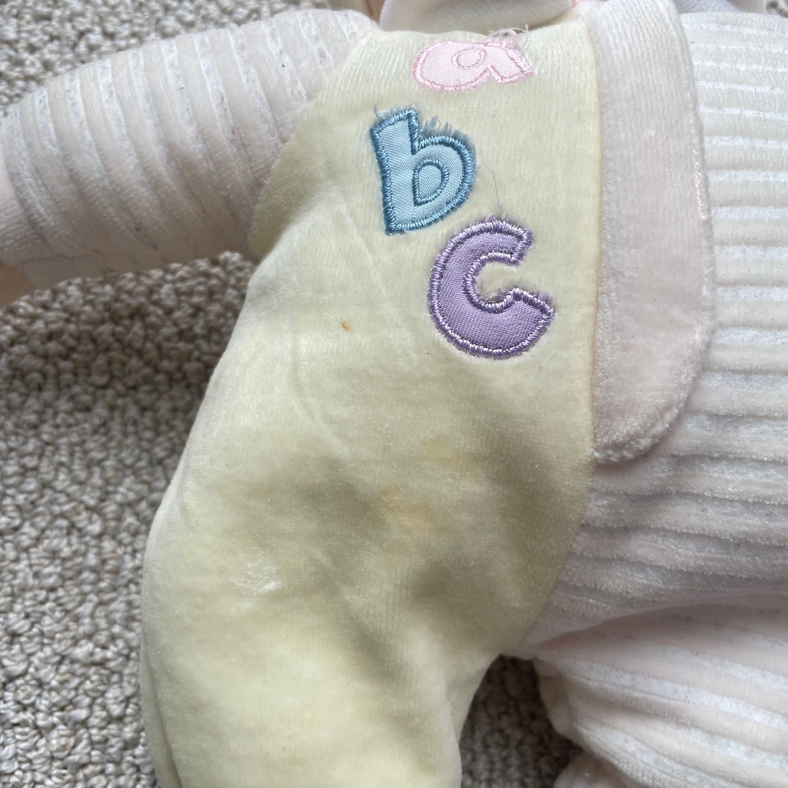 Russ Berrie ABC Bridget Doll Vintage 90s Yellow Plush Stuffed Animal 12 ...