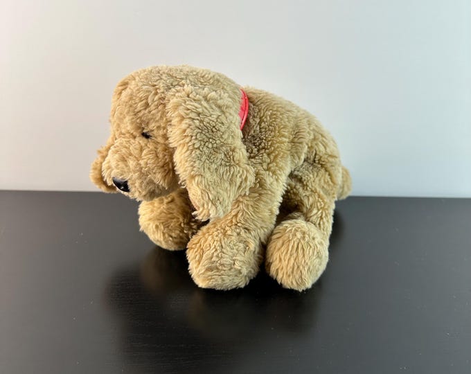 Vintage Gund Puddles 5315 Tan Plush Puppy Dog Red Collar Golden Lab ...