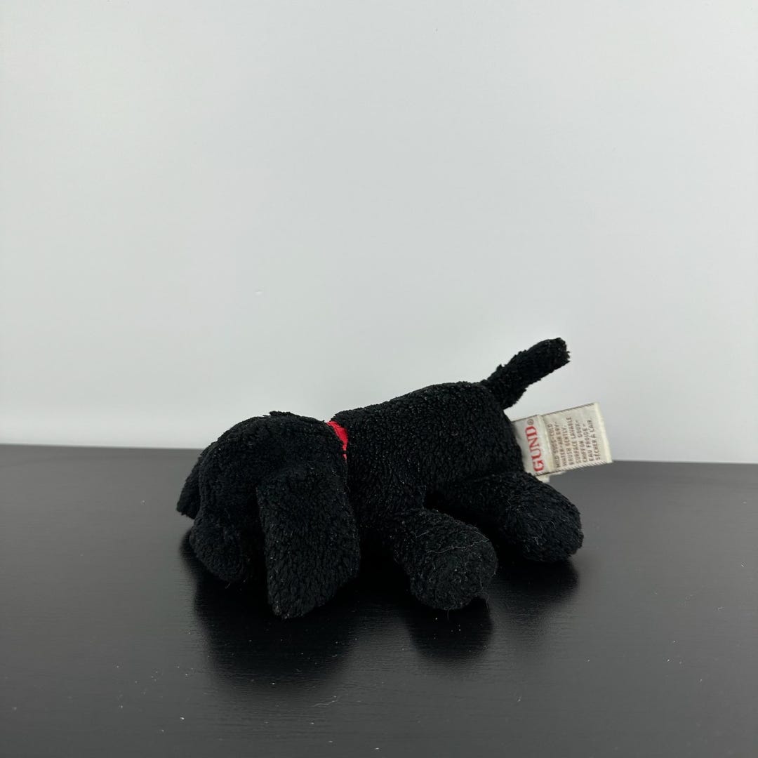 Gund Rare Little Puddles Black Lab Puppy Dog 5” #1479 Red Collar Plush ...