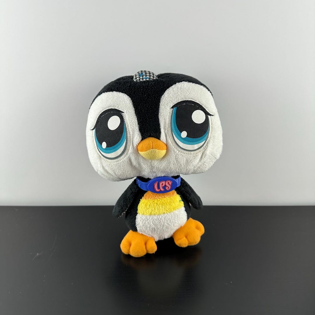 Vintage Y2K Littlest Pet Shop Penguin Black White Plush Stuffed Animal ...