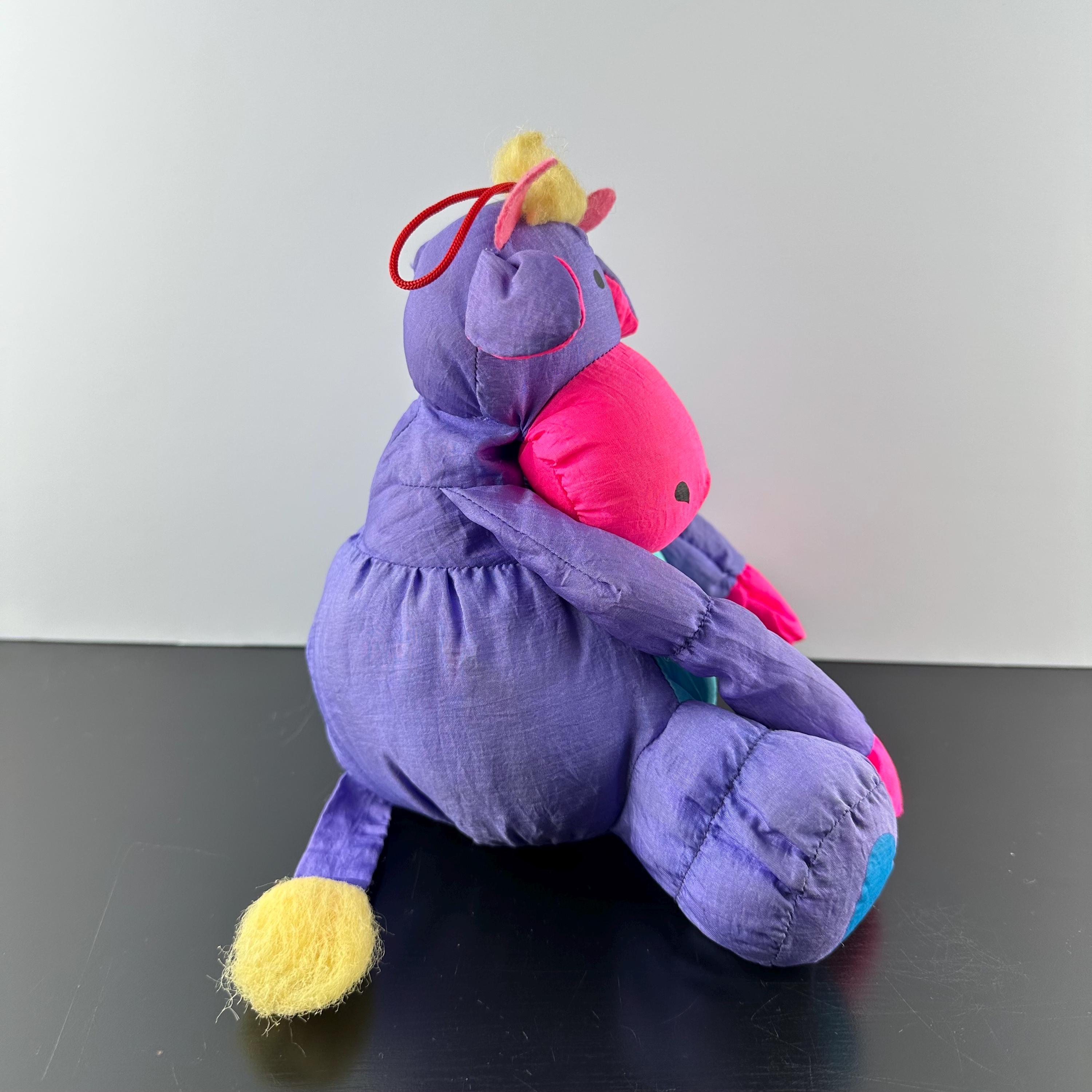Vintage 1990 Stuffins Lumpy’s Gang Nylon Puffalump Neon Purple Cow ...