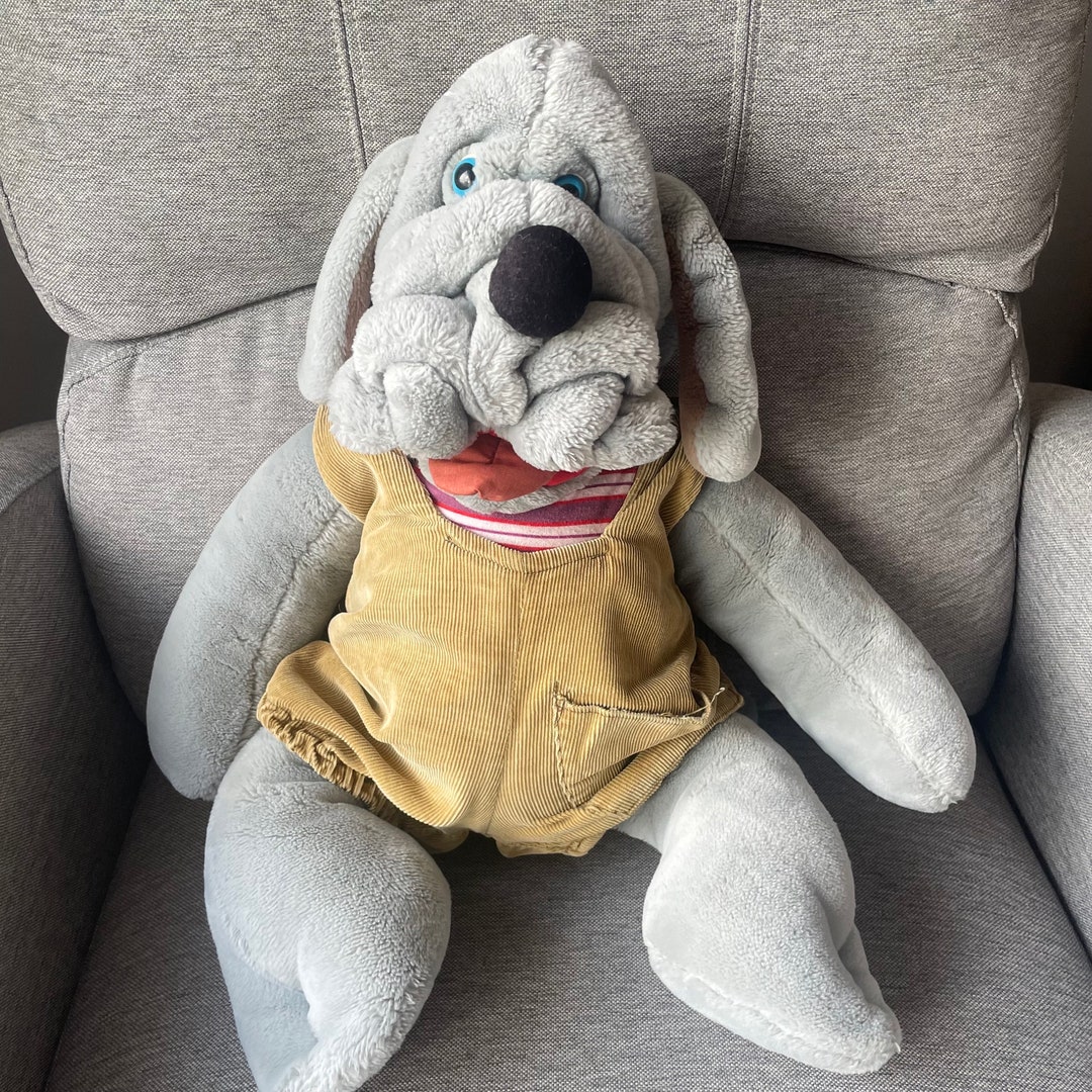 Vintage 1981 Ganz Wrinkles the Dog Hand Puppet Plush 17" Gray No Bone ...