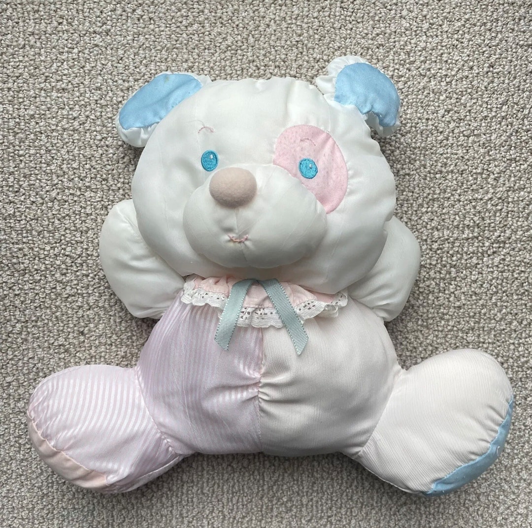 Vintage Fisher Price 1988 Puffalump Puppy Dog Pink Blue White Baby ...