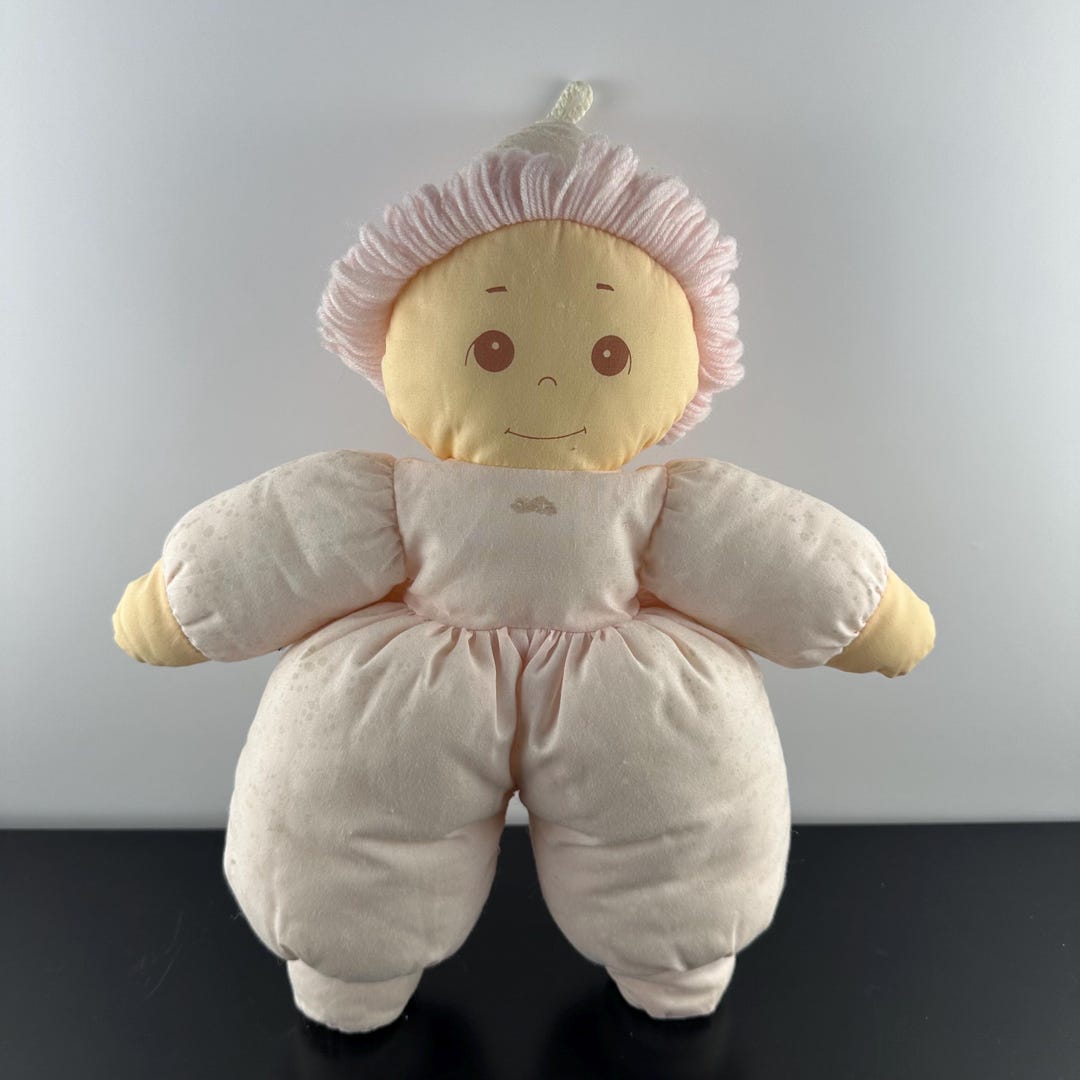 Vintage Baby Doll in Pink Sleeper and Hat Light Polka Dots Squeaker 15 ...