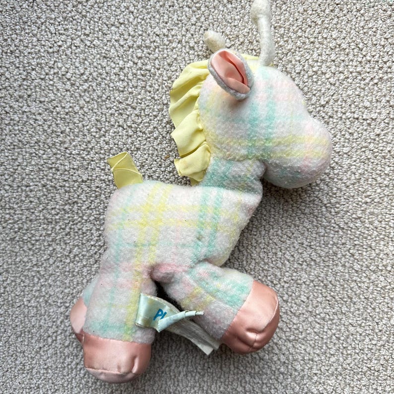 Vintage Playskool Snuzzles Pastel Giraffe Cow Blankies Soft Plush ...