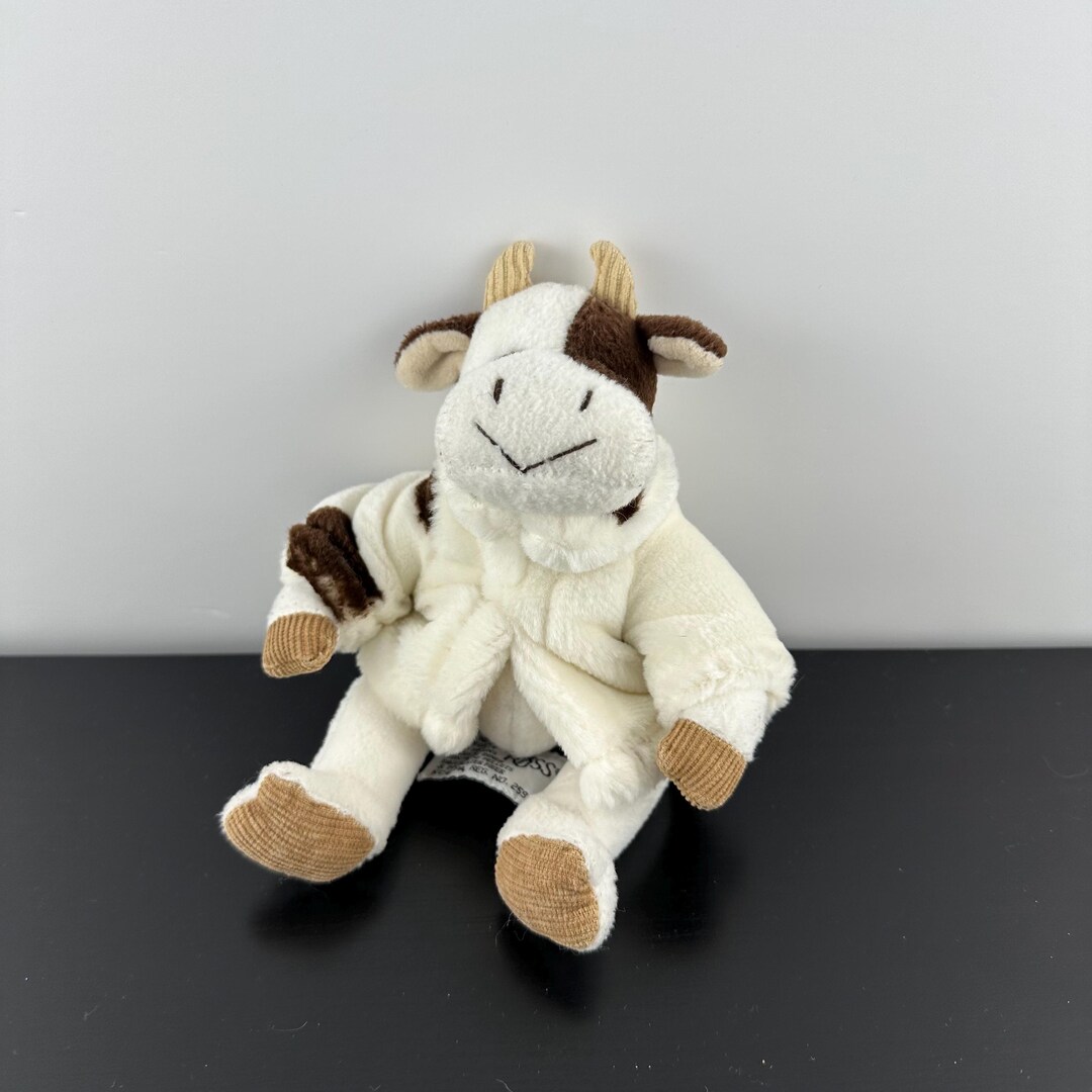 Vintage Russ Berrie Cow Plush Mooella With Tag Brown White 5" Sitting ...