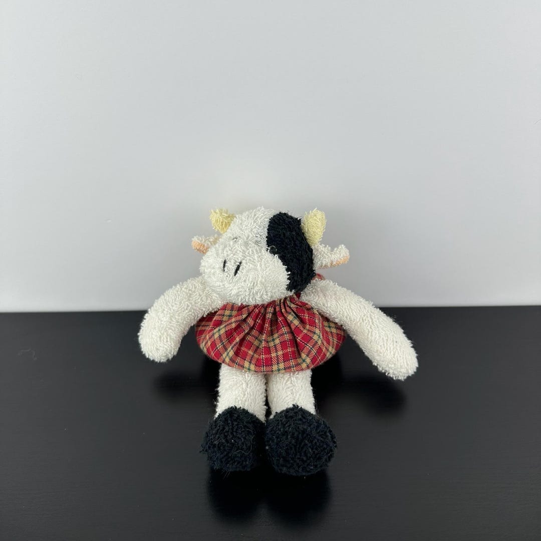 Russ Berrie Rare Farm Friends Milky Cow 9" White Black Plush Stuffed ...
