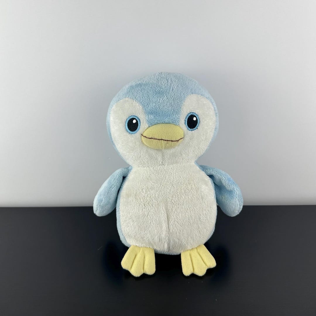 TY Pluffies Petey Blue Penguin Blue Eyes Floppy Beans Plush Stuffed ...