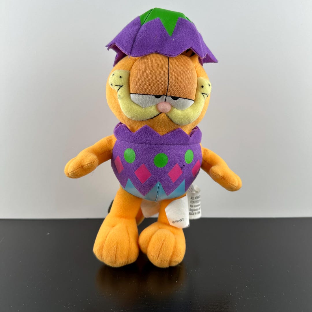 Vintage Garfield Russell Stover Purple Yellow Easter Egg Plush Stuffed ...