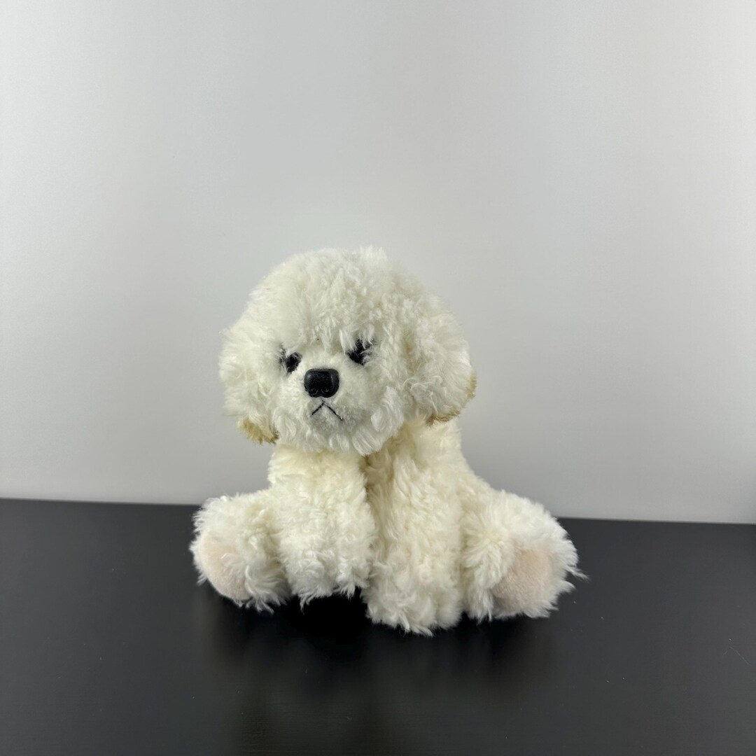 Vintage Russ Berrie Plush Muffin 8” White Cream Maltese Bichon Frise ...