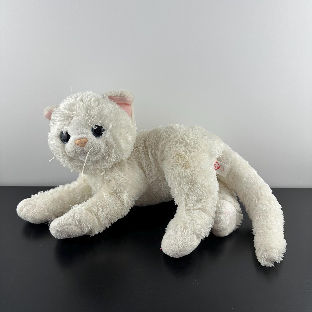 TY Classic CRYSTAL All White Vintage Kitty Cat 12 Plush Stuffed Animal ...