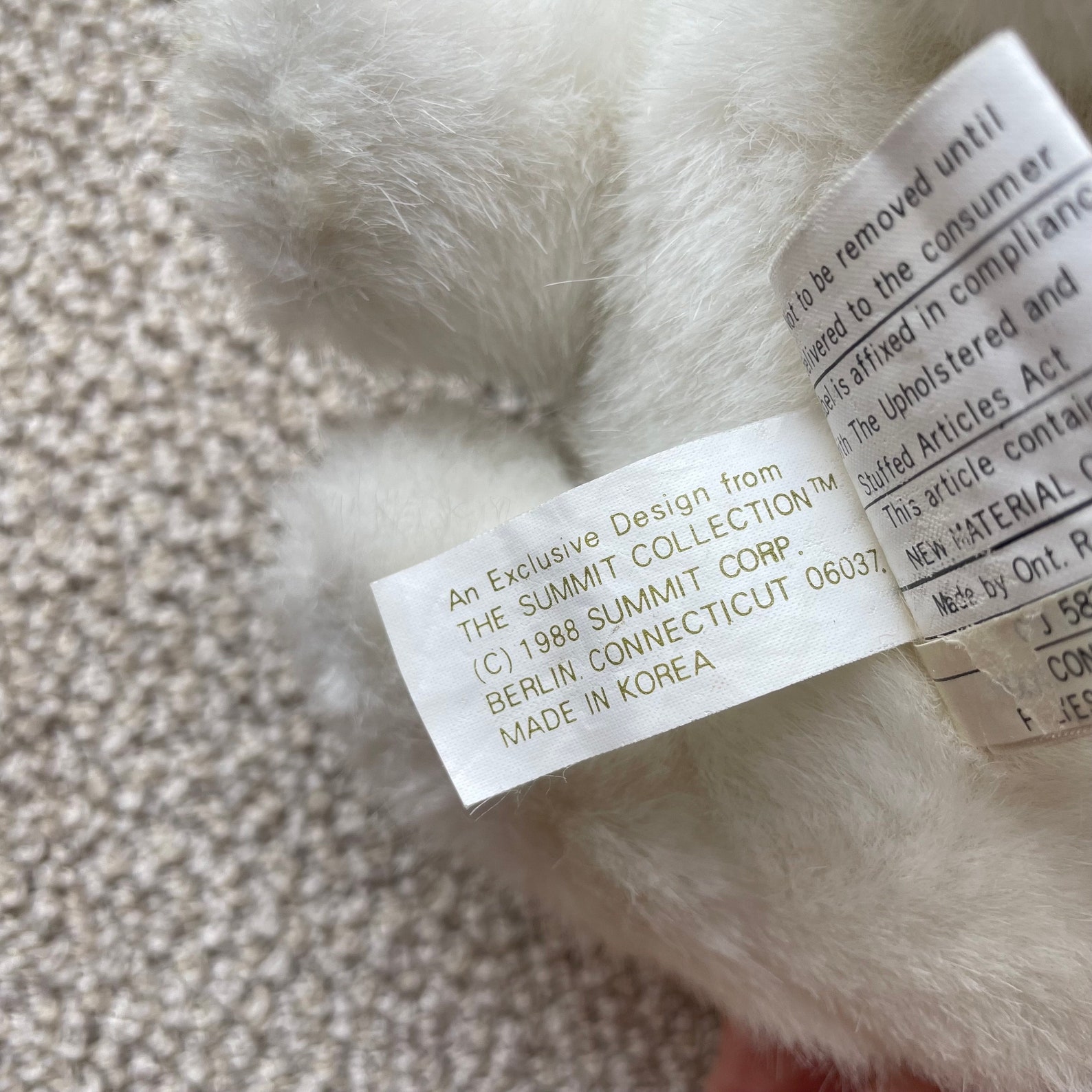 Vintage 1988 Summit Collection Plush Bunny Rabbit Stuffed Animal 80s ...