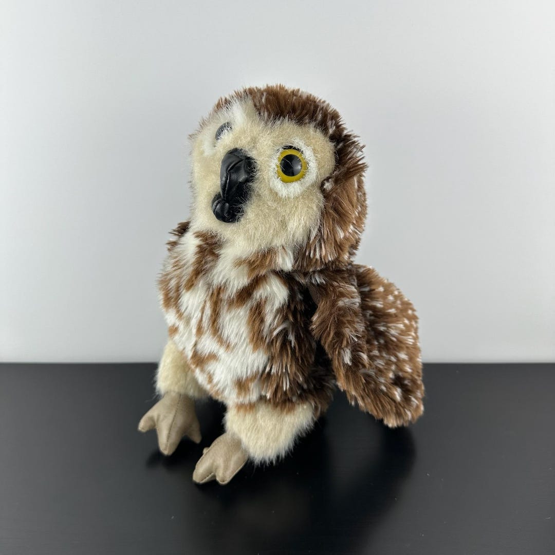 Folkmanis Puppets Saw Whet Owl Hand Puppet 11” Brown Cream Plush ...