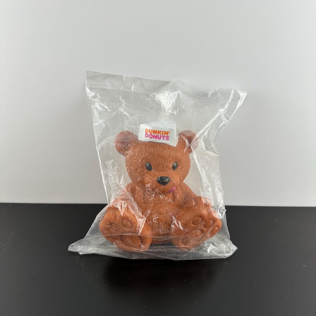 Vintage 1993 Dunkin Donuts Piggy Bank Bear Brown Hard Plastic Coin 5.5 ...