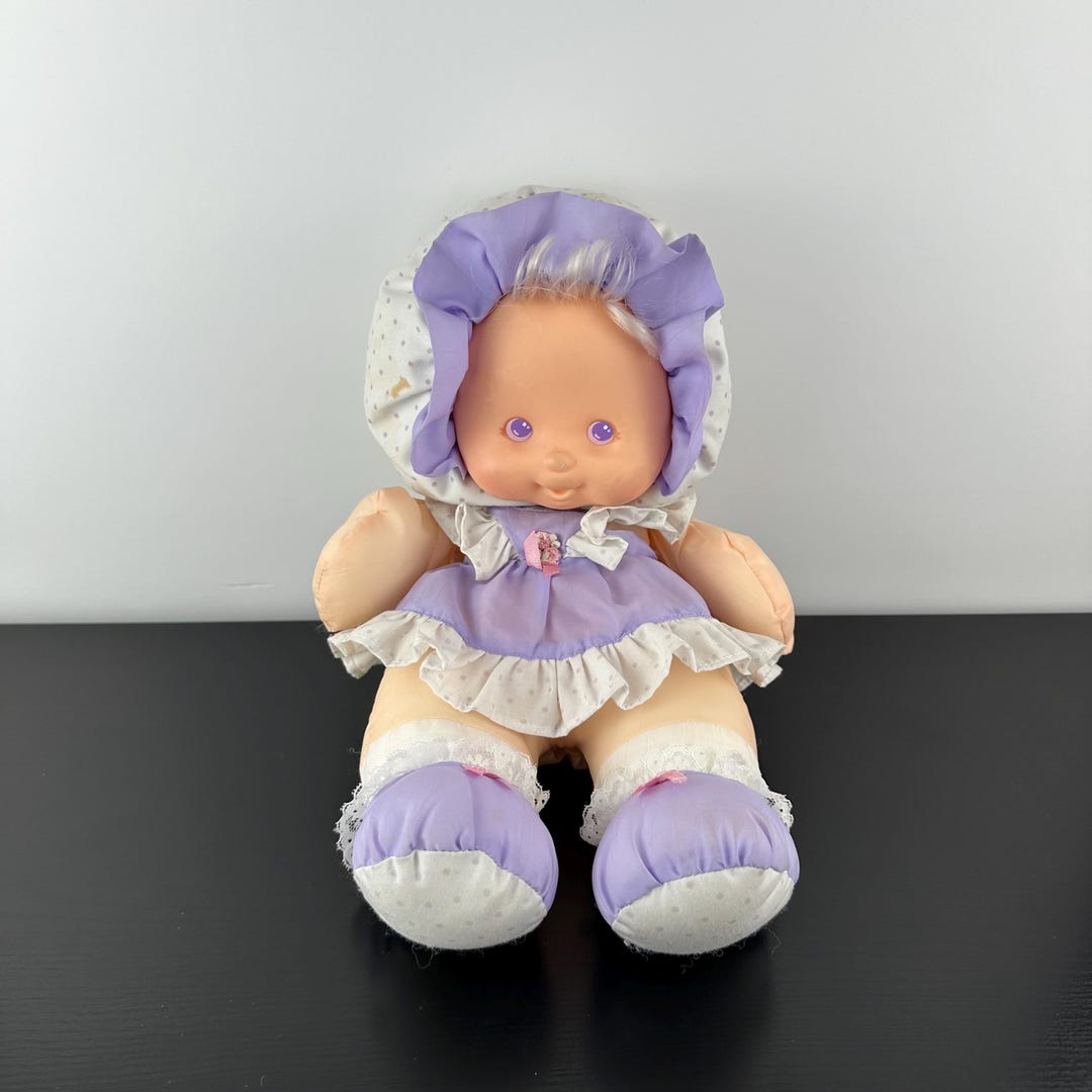 Fisher Price Puffalump Kids 13" Plush Baby Doll Purple Polka Dots Dress ...